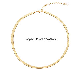 BaubleStar Link Layered Collar Necklace Gold Layering Paperclip Chain Herringbone Snake Choker Statement Fashion Jewelry for Women