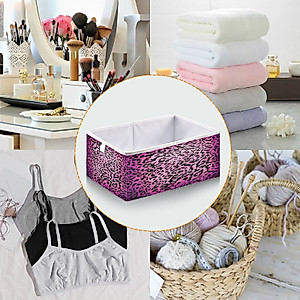 Shelf Baskets for Organizing,Closet Storage Bins Large Collapsible Storage Baskets with Handles for Closet,15X10.5X7 In, Leopard Pattern,ODK276