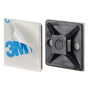 100 PCS 3/4" Black 3M Back-Glue Self Adhesive Cable Zip Tie Mounts Wire Cable Clips Holders Management Anchors Organizer Holders Squares(HS-101S)