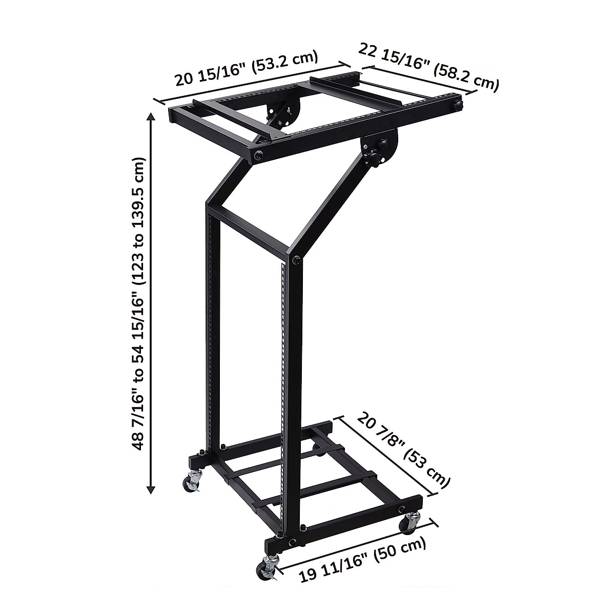 AW Rack Mount DJ Mixer Stand Studio Equipment Adjustable Stage Cart w/Wheel Music Party Show 16U