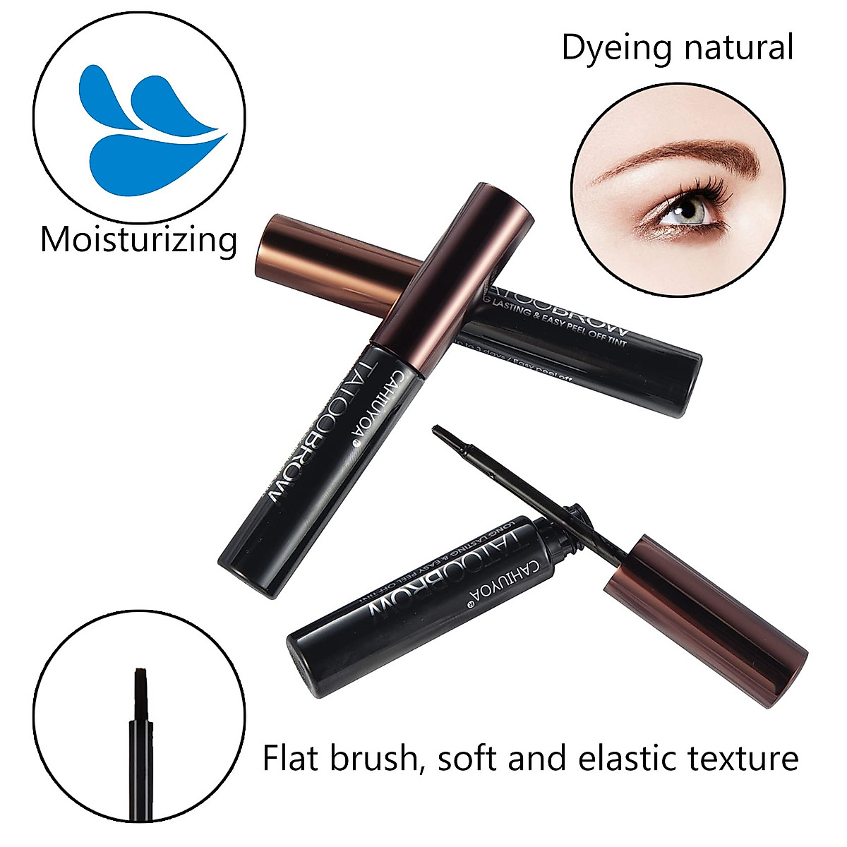 CAHIUYOA 1PCS Peel Off Tattoo Eyebrow Gel, Long-Lasting Waterproof Eyebrow Tattoo Makeup,Natural Elegant Eyebrow Tattoo Peel Off For All Types Of Eyebrows - Brown