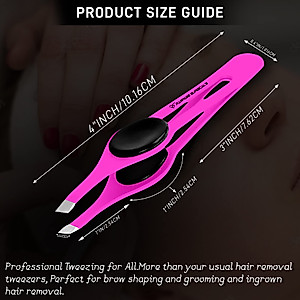 Professional Eyebrow Tweezers Slanted Tip Stainless Steel 2,3xPcs Set, Non-Slip Grip Slant Tip Tweezers for Facial Hair, Plucking Removing Ingrown Hairs, Tweezer for Women Men (Yellow&Pink)