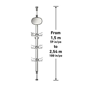 ARTIKA Allegro Extendable Shower Caddy with 1 Mirror and Adjustable Racks and Shelves, Stainless Steel