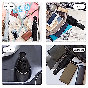 ResArea Windproof Travel Umbrellas Automatic Folding and Portable Umbrellas for Rain Ergonomic Handle Light Unisex Black