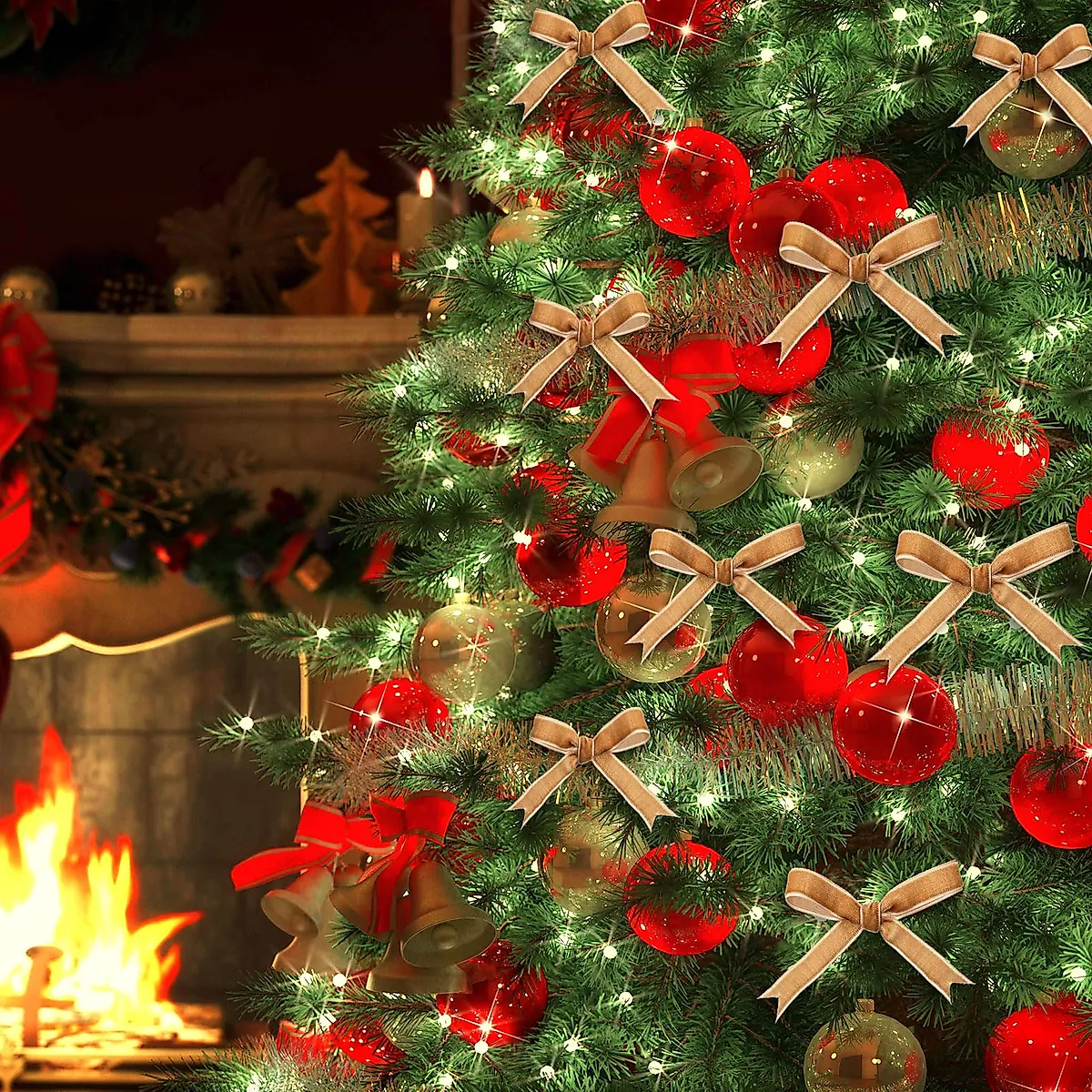 Chuangdi 3/8 Inch, 60 Yard Christmas Khaki Velvet Ribbon Wide Vintage Velvet Ribbons for Christmas Tree Ornaments Flower Bouquets Wedding Wreath Bow Making DIY Craft Choker