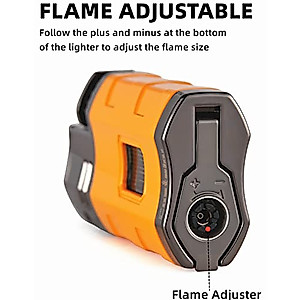 Castelar Torch Lighter Triple Jet Flame Refillable Butane Lighter with Punch Rest Holder - Butane Not Included (Yellow)