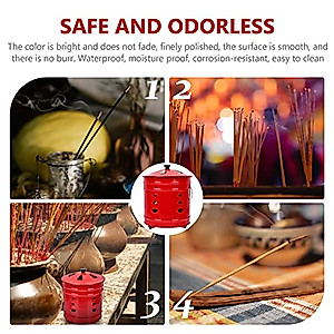 DOITOOL Small Burning Bucket Incinerator Barrel with Lid Incinerator Fire Bin Enamel Fire Cage Works Good to Burn Old Bills, Documents and Paper (10.22 x 10.22 inch)