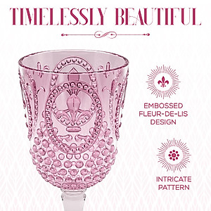 elle decor Acrylic Wine Goblets | Set of 4, 15-Ounce | Unbreakable Acrylic Wine Glasses | Reusable Plastic, Shatterproof Long Stemmed Water Glasses | Bar Drinking Cups (Pink)