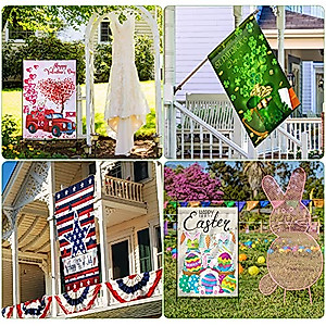 28 x 40 Inch Large Holiday Yard Flags 12 Pack Seasonal Garden Flags Valentine's Garden Flags Double Sided Seasonal Lawn Flags Polyester Festive Outdoor Flag Set for Seasons Holiday Outside Decoration