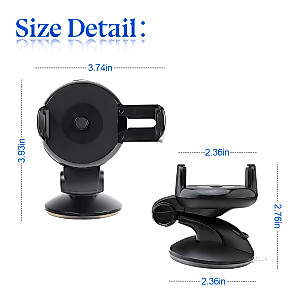 zipelo Suction Cup Car Phone Holder for Windshield/Dashboard/Window, Universal 360° Rotating Adjustable Cell Phone Holder Mount, Hands Free Phone Cradle for iPhone 14 13 12 Pro Max More Smartphones