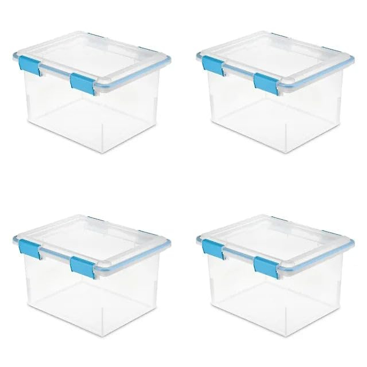 GROWTOCHOICE 32 Quart Gasket Box - Clear Base and Lid, Blue Aquarium (Set of 4) Blue-4.0 / United States