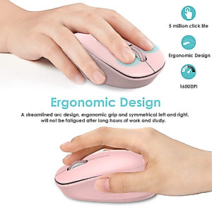 LeadsaiL Wireless Mouse for Laptop, 2.4GHz Silent USB Mouse, Slim Optical Mouse with 3 Buttons, 1600 DPI, Works with Windows, Mac, Chrome OS, Linux