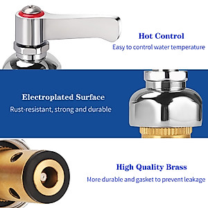 KANONEY Hot Spindle Assembly for 002714-40 Eterna Valve Replacement Red Side Handle Stem Assembly Fit for T&S Brass All Commercial Faucet