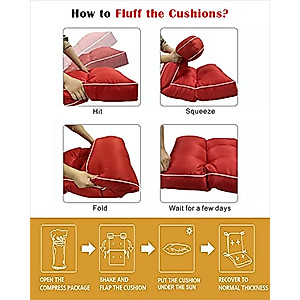 Enipate Weather Resistant Cushions for Adirondack Chair High Back Rocking Chair Cushion Indoor Outdoor Patio Tufted Lounge Cushion Seat Pads