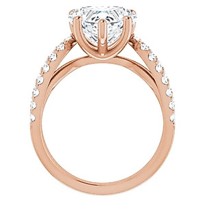 14K Gold Handmade 4 CT Heart Cut VVS1 Colorless Moissanite Engagement Rings for Women Bridal Set Moissanite Wedding Rings for Gifts (Rose Gold, 7.5)