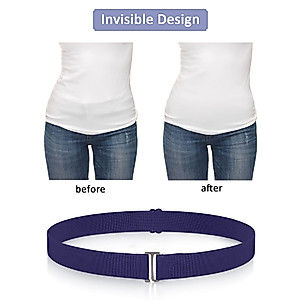 SATINIOR 6 Pcs No Show Invisible Women Flat Belts Buckle Stretch Elastic Belt for Jeans Pants Dresses (Classic Color)