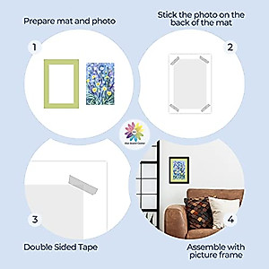Mat Board Center, Bevel Cut, Acid Free, 4-ply Thickness, White Core Mats - for Pictures, Photos, Framing (Mixed, 5x7 Mats for 4x6 Pictures, 50-Packs)