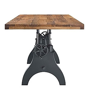 Modway EEI-6149-BLK-NAT Genuine 96" Crank Adjustable Height Dining and Conference Table, Black Natural