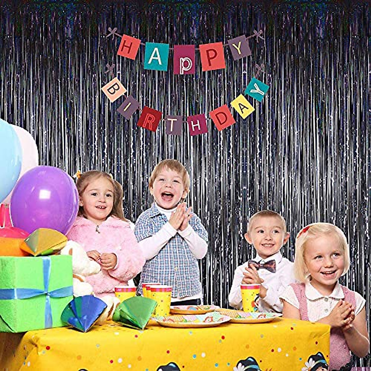 3 Pack Fringe Curtains Party Decorations,Tinsel Backdrop Curtains for Parties,Photo Booth Wedding Graduations Birthday Christmas Event Party Supplies (Black)