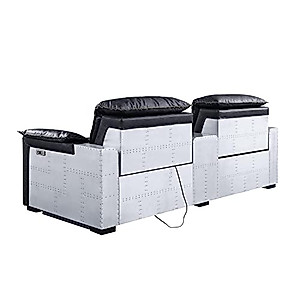 Acme Misezon Power Recliner in Black Top Grain Leather & Aluminum