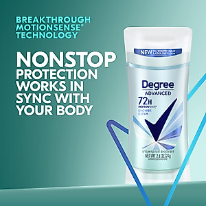 Degree Advanced Antiperspirant Deodorant 4 count 72-Hour Sweat & Odor Protection Shower Clean Antiperspirant for Women with MotionSense Technology 2.6 oz