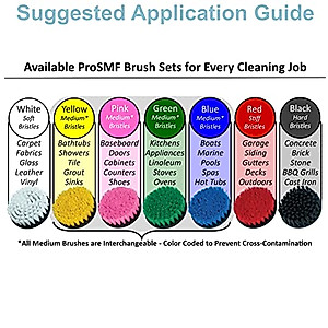 ProSMF Drill Brush Set - Scrub Brush Attachments for Drill - Power Scrubber Cleaning Brushes - Kitchen - Cabinets - Stove - Oven - Counters - Sink - Tile - Flooring - Green - Medium Bristles