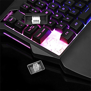 TIDECAT One-Handed RGB Backlit Gaming Keyboard,35 Keys Mini Gaming Keypad,Portable Game Controller for PC PS4 Xbox Gamer,Black,17.3x23x3.7cm
