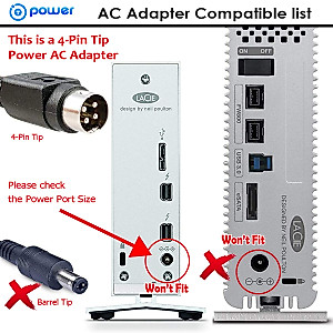 T-Power 5V 12V 4-PIN Adapter for LACIE Models 706479 710199 800040 ACU034A-0512 ACML-51 710200 ACU057A-0512 Sunfone Hard Disk Drive HDD HD Power Supply