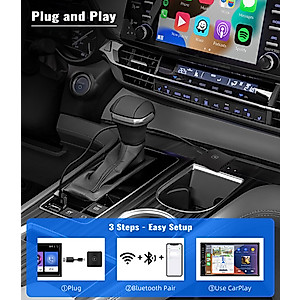 CAMECHO Wireless CarPlay Adapter for All Factory Wired CarPlay, Apple Carplay Wireless Dongle, Carplay Wireless Adapter for iPhone, 5Ghz WiFi, Plug & Play, Auto Connect, Carplay Box