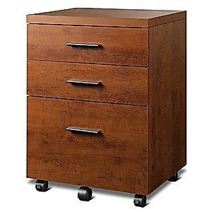 DEVAISE 3 Drawer File Cabinet for Home Office, Wood Under Desk Filing Cabinet, Rolling Printer Stand with Wheels, Walnut