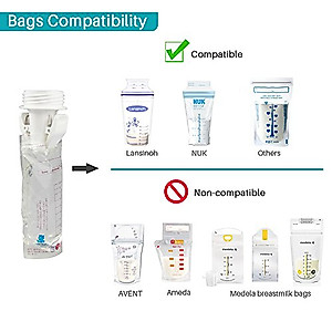 Breastmilk Storage Bag Adapters for Spectra S1 S2 Pumps, Avent Comfort Wide Mouth Flange Pump to Use with Lansinoh and Nuk Breastmilk Storage Bags by PumpMom