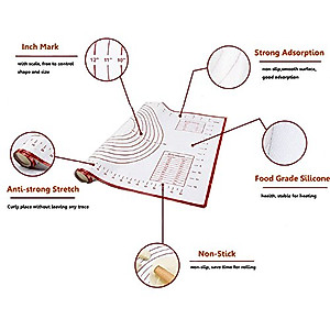 Extra Large Pastry Mat with Measurements 3 Size - 11 Inch, 16 Inch, 24 Inch, Nonstick Silicone Baking Fondant Measuring Pad for Rolling Dough Pie Crust, Pizza and Cookies