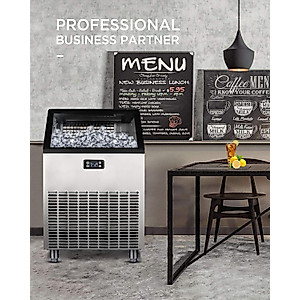 ADT Ice Mahcine Stainless Steel Under Counter Freestanding Commercial Ice Maker Machine for Home/Kitchen/Office/Restaurant/Bar/Coffee (270LB, Single-Water Inlet)