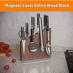 Magnetic Knife Block - Double Sided with Strong Magnet - Wooden Magnetic Knife Holder for Kitchen Counter - Magnetic Knife Stand for Kitchen Knife Storage - Magnetic Knife Rack - Kitchen Knife Holder