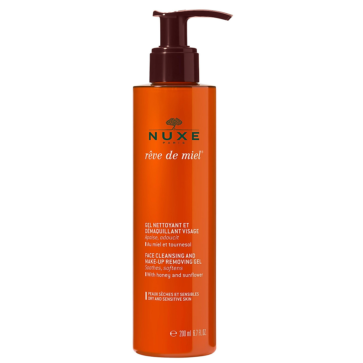 Nuxe Rêve de Miel Facial Cleanser & Makeup Removing Gel - Soothing Softening Cleanser with Honey & Sunflower - 6.7 fl.oz
