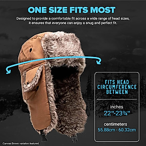 S A Trapper Hat with Lined Faux Fur, Pull On Closure with Chin Buckle, Elmer Fudd Warm Winter hat with Ear Flaps for Women (Nordic White)