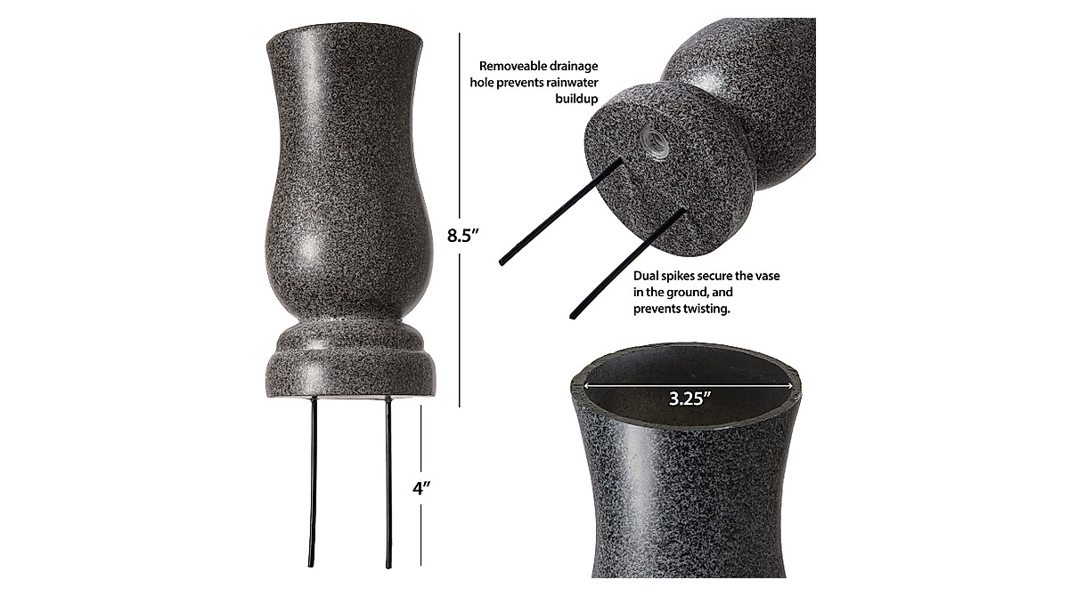 Everlasting Cemetery Vase: Durable Grave Flower Holder with Spikes