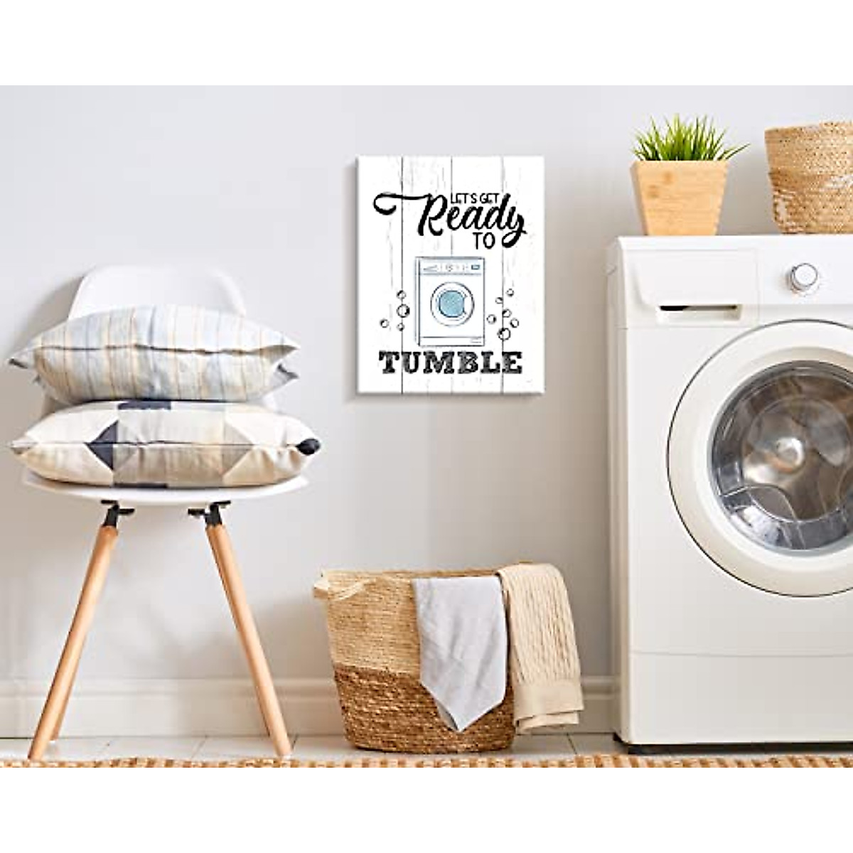 Kas Home 2 Panels Laundry Room Decor Laundry Room Wall Sign Tumble Fresh Clean Canvas Laundry Wall Art Plaque Farmhouse Laundry Rules Wall Decor (White - laundry, 12 x 15 inch + 8.6 x 11 inch)