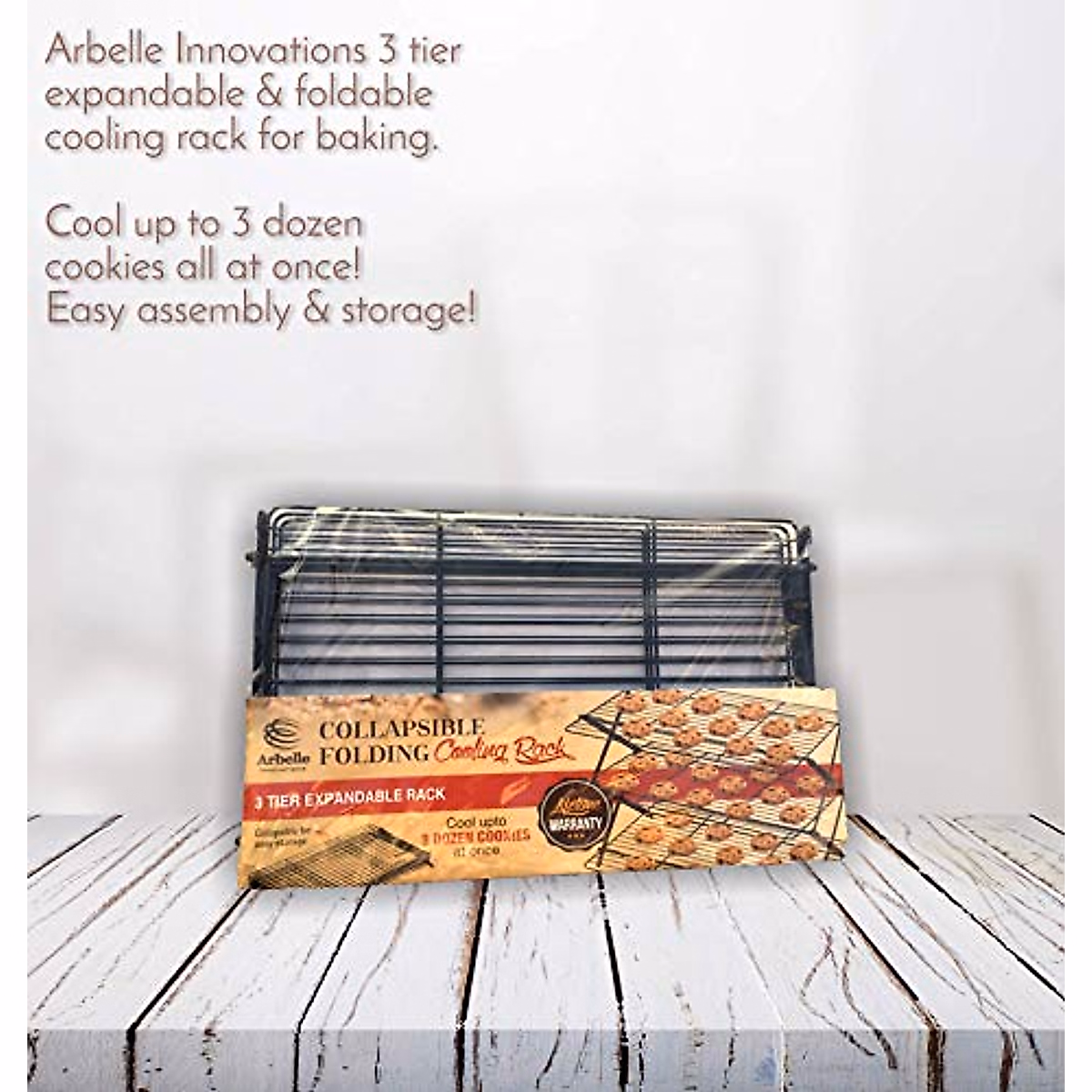 3-Tier Collapsible Cooling Rack - Bonus Baking Mat Included - Expandable & Foldable Cookie Cooling Wire Rack - Baking Rack - Foldable Cooling Rack For Baking Supplies - Premium Quality & Sturdy Legs