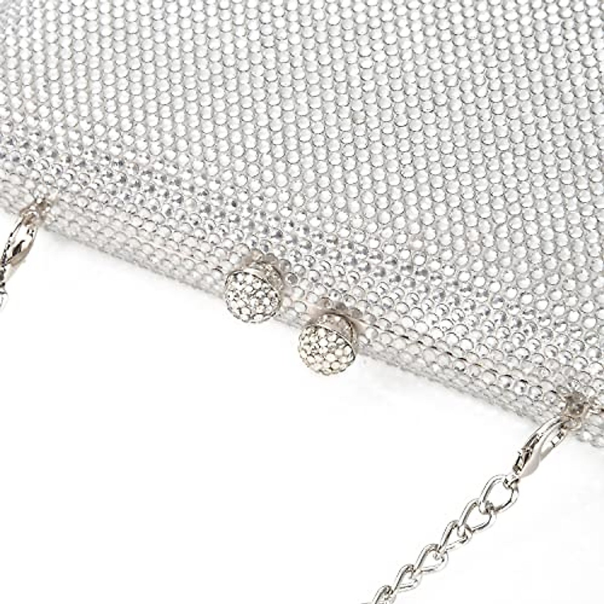Sparkling Rhinestone Evening Bag Full Crystal Clutch Bag for Women Chic Formal Party Wedding Bridal Promp (Silver)