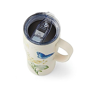 Lenox 895751 Butterfly Meadow Yellow Flowers Stainless Steel Car Coffee Mug, 2 Count
