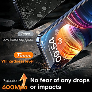 TOCOL for iPhone 15 Screen Protector [Military Grade Shatterproof] HD Tempered Glass for iPhone 15 Full Coverage Screen Protector, Anti-Fingerprint, Easy Installation, 2 Packs
