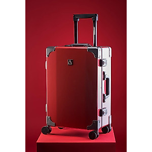 Andiamo Classico Suitcase with Built-in TSA Lock - Zipperless 20 Inch Hardside Carry On Bag- Lightweight (ABS+PC) Luggage With 8-Rolling Spinner Wheels (Red Ruby)