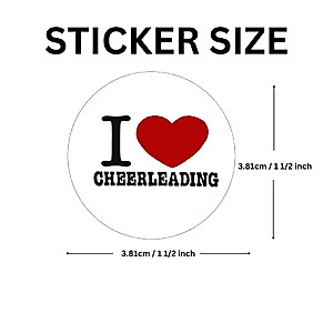 250 I Love Cheerleading Stickers – Round Cheerleading stickers for Cheerleader Planner Stickers – Perfect for Scrapbooking, DIY Arts, Craft, Cheerleader Journal, Calendars and School Events Decoration