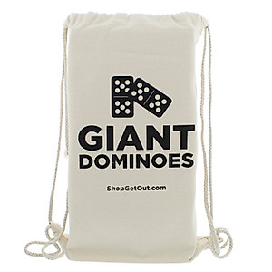 Get Out! Giant Wooden Dominoes 28-Piece Set with Bag – Jumbo Natural Wood & Black Numbers – Kids Adults Outdoor Games