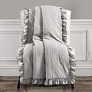 Lush Decor Reyna Soft Knitted Ruffle Throw Blanket, 50" x 60", Light Gray