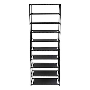 10 Tier 50 Pairs Shoe Rack Stackable Shoe Rack Storage Shelves - Stainless Steel Frame (24.5 x 12 x 60) (L x W x H)