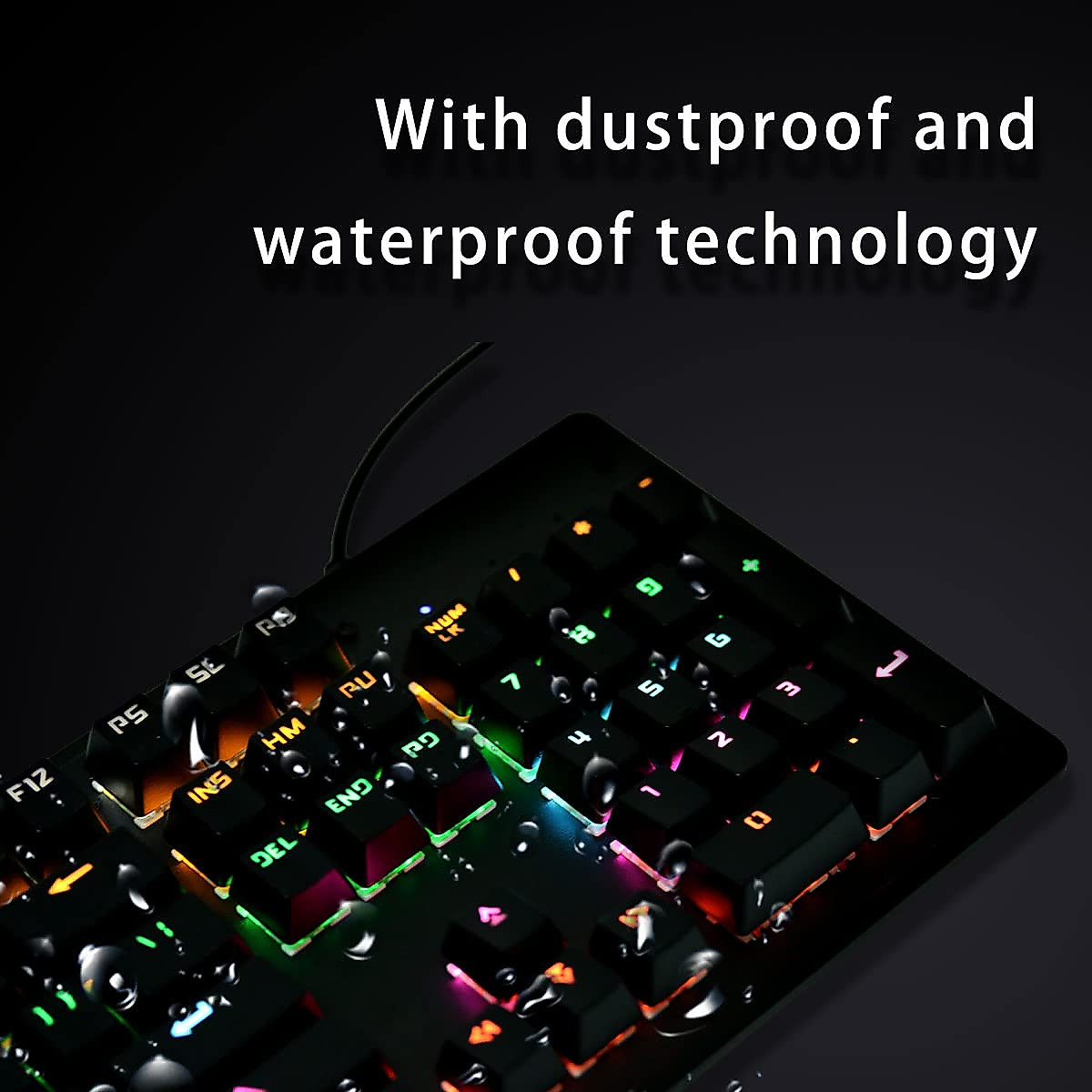 K11 Wired Gaming Keyboard RGB Rainbow LED Backlit Ergonomic Waterproof Mechanical Gaming Keyboard for Desktop, Computer, PC - Black