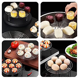 DOERDO Round Cooking Rack Multi-Purpose Stainless Steel Grilling Rack Steamer Rack Cooling Rack for Baking Canning Cooking, 20x20x4CM