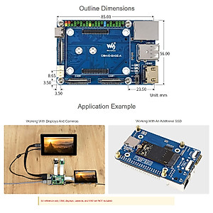 Mini Base Board for Raspberry Pi Compute Module 4 Lite/EMMC Series Module, with Standard CM4 Socket and Color-Coded Raspberry Pi 40PIN GPIO Header, for Evaluating CM4 or Integrated into End Product